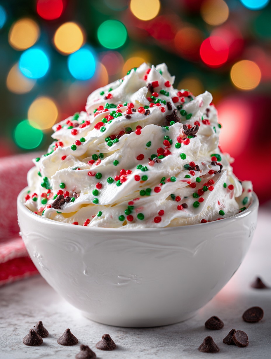 Fluffy Christmas Whipped Cream Sprinkle Dip