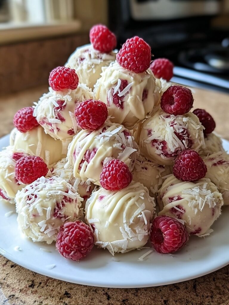 White Chocolate Raspberry Coconut Truffle Bites