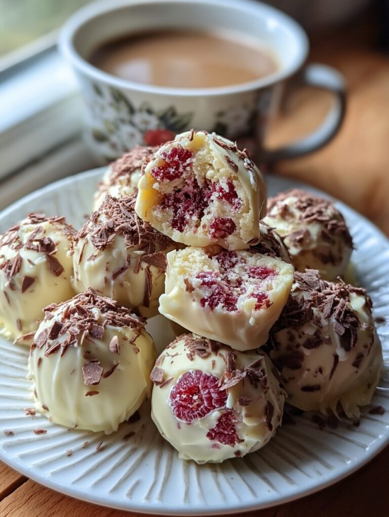 White Chocolate Raspberry Coconut Truffle Bites