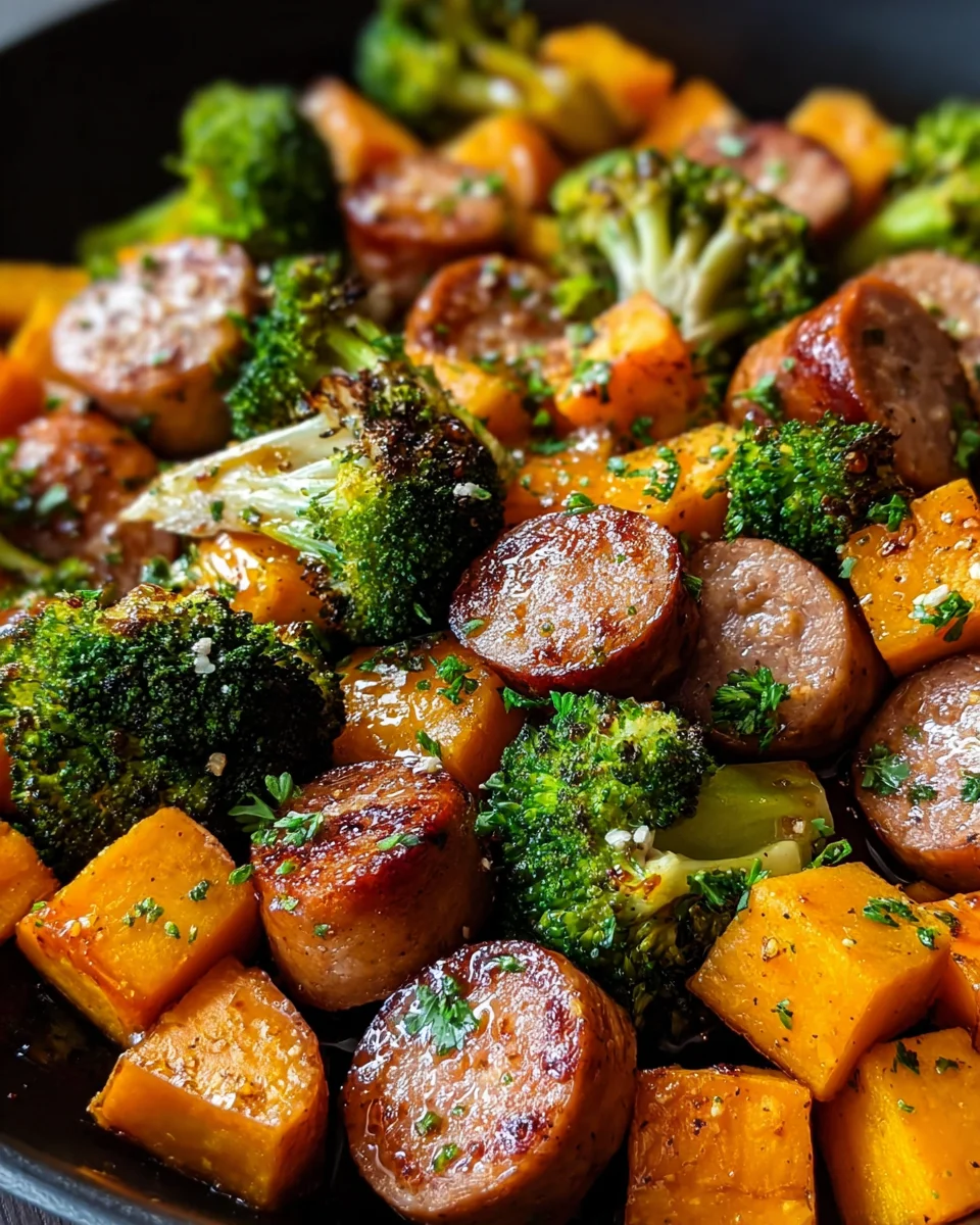 Sheet Pan Sausage and Sweet Potatoes with Honey Garlic Sauce ...