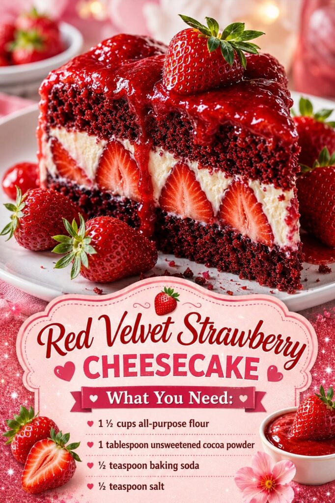 Red Velvet Strawberry Cheesecake - cookinglayer.com